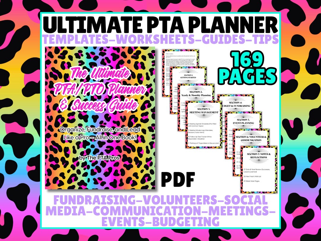 PTA PTO Printable Planner Binder School Leadership Organizer Fundraiser ...