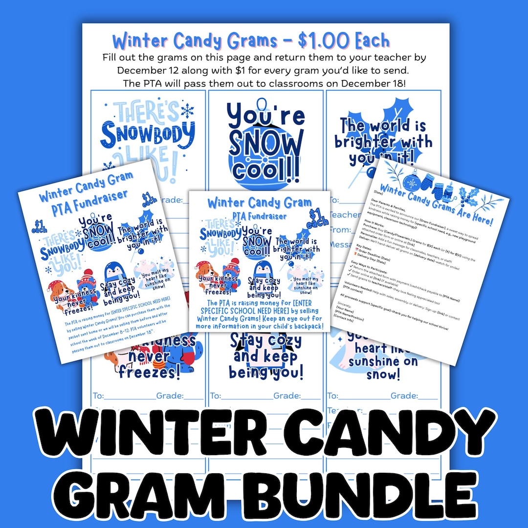 Winter Candy Grams Editable Kit: School Fundraiser, Canva Template ...