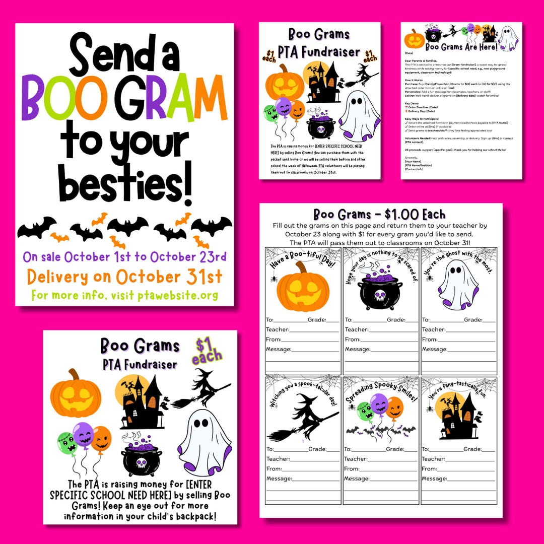 Editable Halloween Boo Gram & Candy Gram Fundraiser PTA PTO School ...