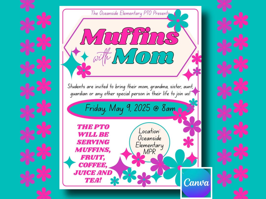 Muffins With Mom Flyer Template Editable Mothers Day Breakfast ...