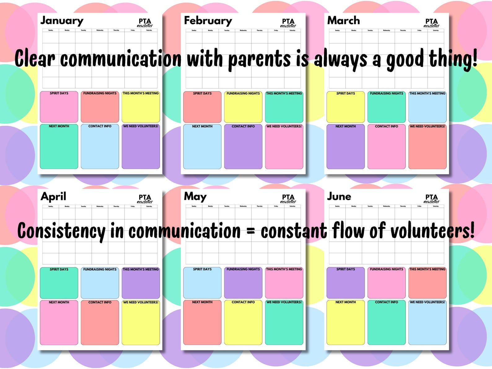 PTA PTO Newsletter Template Bundle Editable Monthly School ...