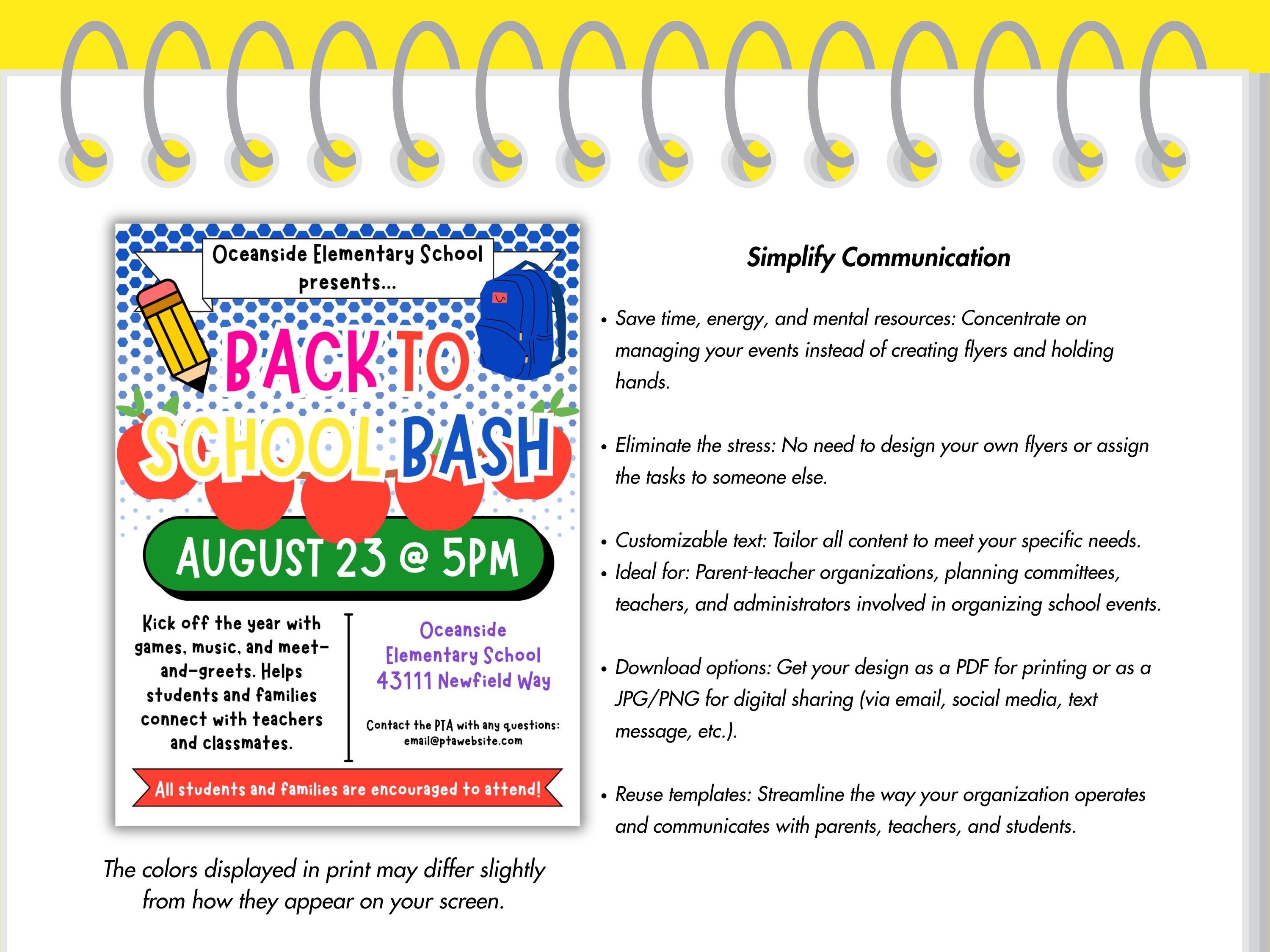 Back to School Bash Flyer Template Teacher Meet & Greet Editable Canva ...