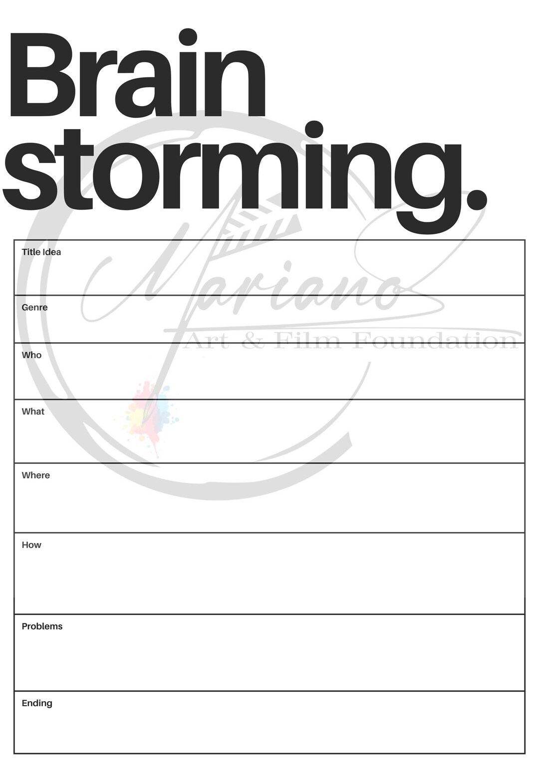 Brainstorming, Storyline, Script Outline Template for Movie Script or Book Writing for Authors ...