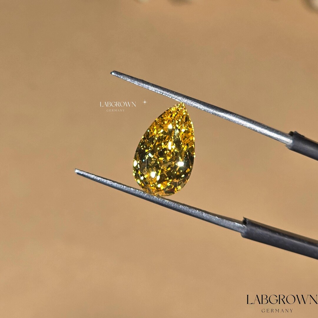 Pear Fancy Yellow Lab Grown Diamond Loose, Lab Created Solitaire ...