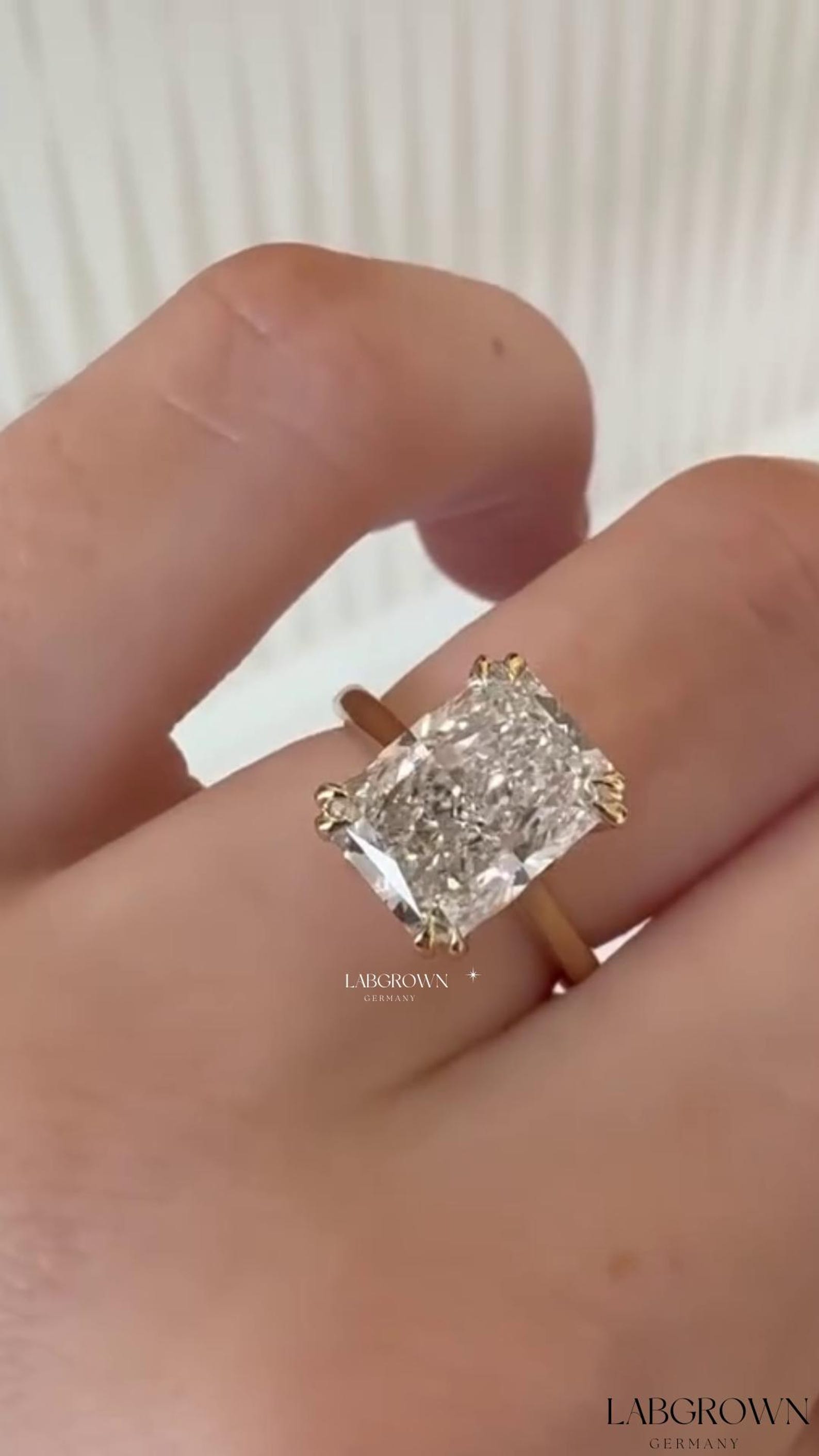 3.50CT Gorgeous Radiant Cut Engagement Ring, Double Claw Prong Setting ...