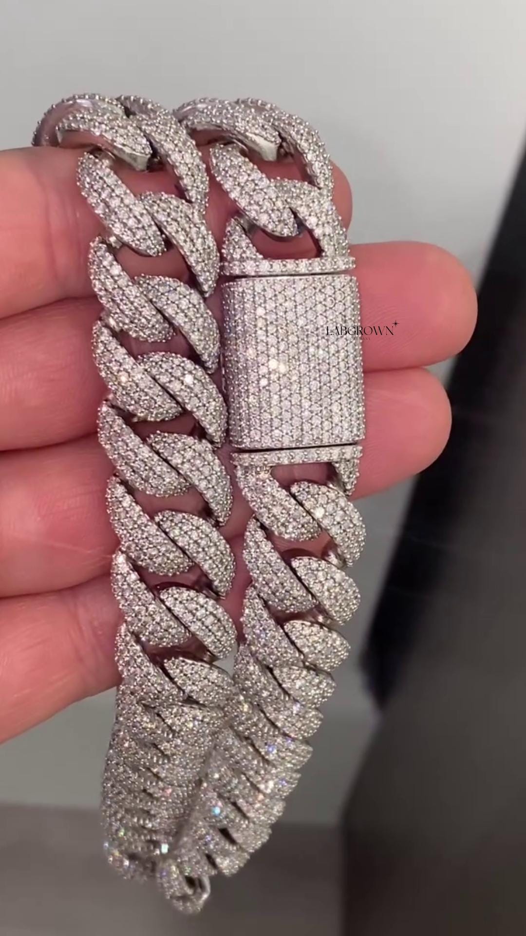 16MM Moissanite Necklace, Hip Hop Cuban Necklace, 925 Sterling Silver ...