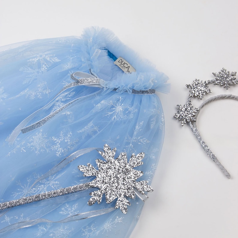 Elsa Frozen Cape Crown and Scepter Set-3 Pieces / for Girls 3-10 Years ...