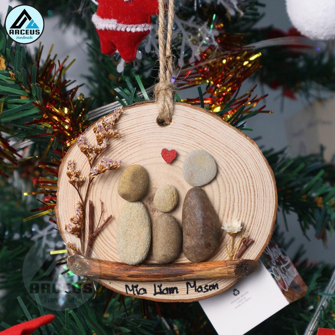 Personalized Family Ornaments | Pebble Art Ornaments | Family Christmas ...
