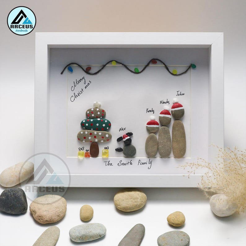 Personalized Family Christmas Pebble Art: Unique Keepsake Gift - Etsy