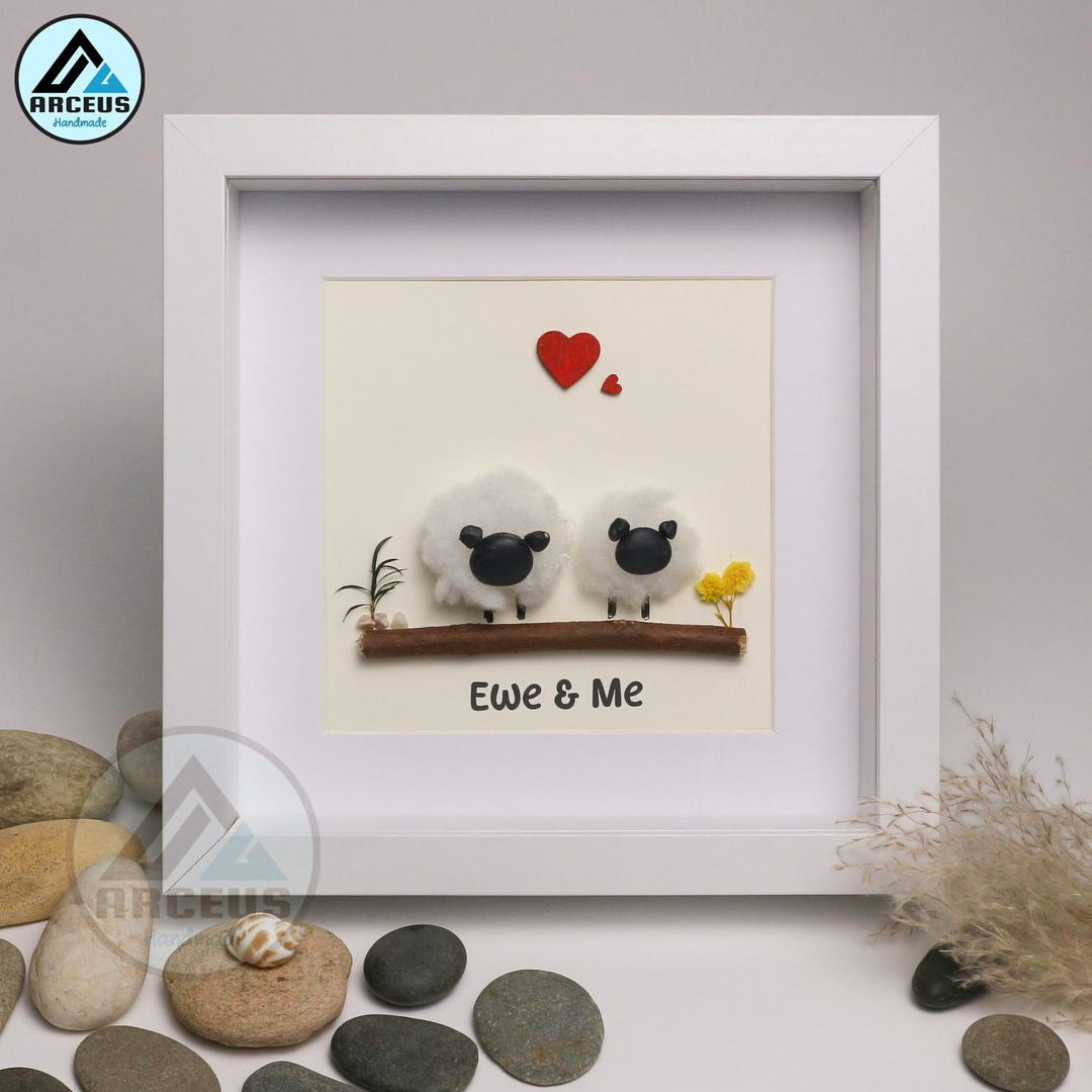 Handmade Sheep Pebble Art: "ewe and Me" Framed Couple Gift - Etsy
