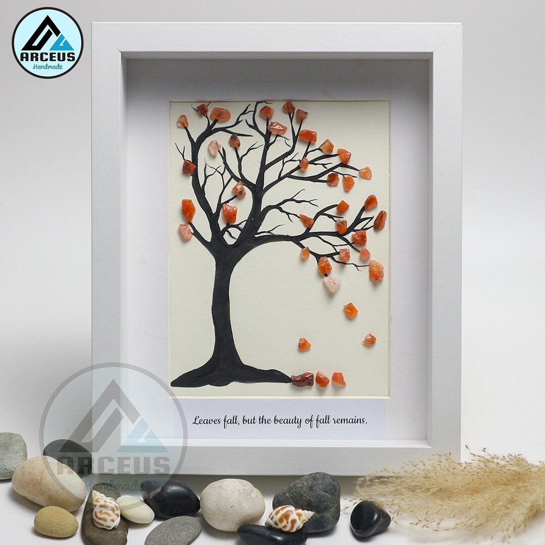 Fall Tree Pebble Art Picture Frame, Pebble Art Tree, Decorative Gifts ...