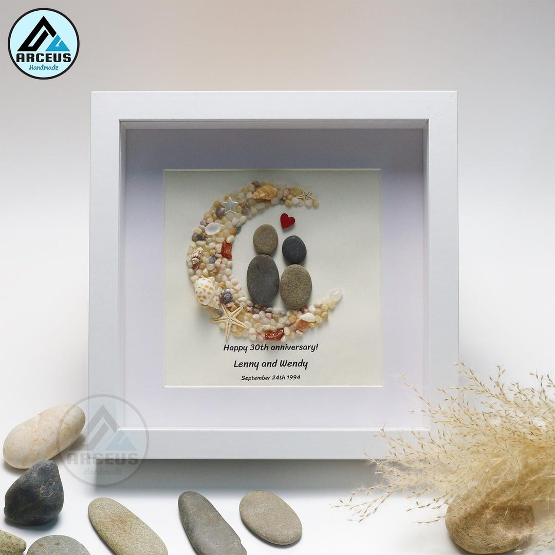 Personalized Our Wedding Day Keepsake Pebble Art, Anniversary Pebble ...