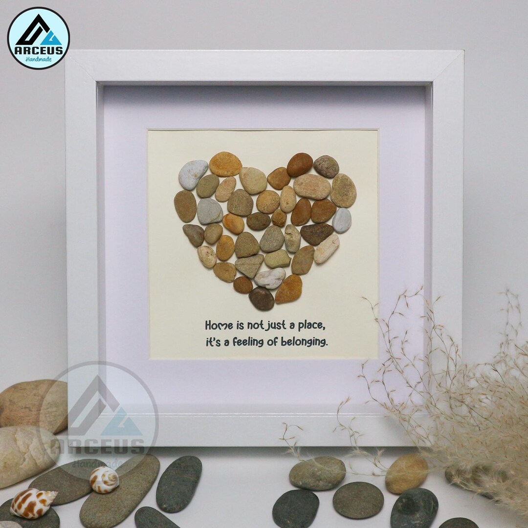 Personalized Heart Pebble Art for Home Decor | Family Pebble Art ...