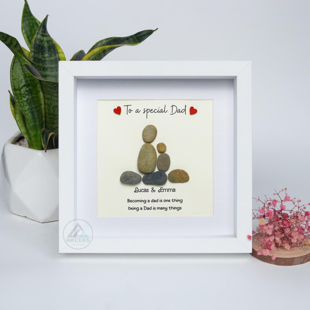 Personalized Dad Gift, Fathers Day Gift, Daddy Pebble Art, Pebble Frame ...