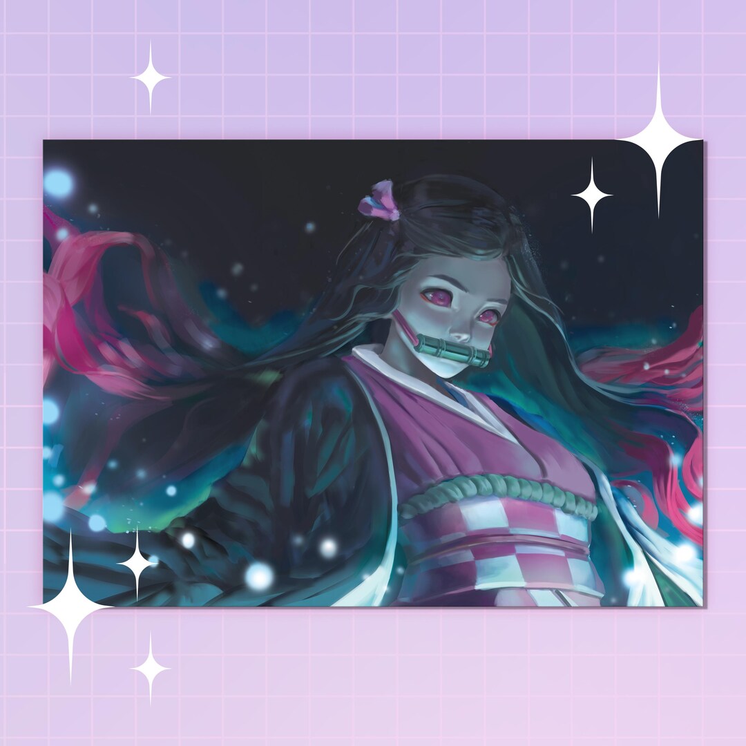 Nezuko Art Print | Demon Slayer Fan Art | Kimetsu No Yaiba | Anime Wall ...