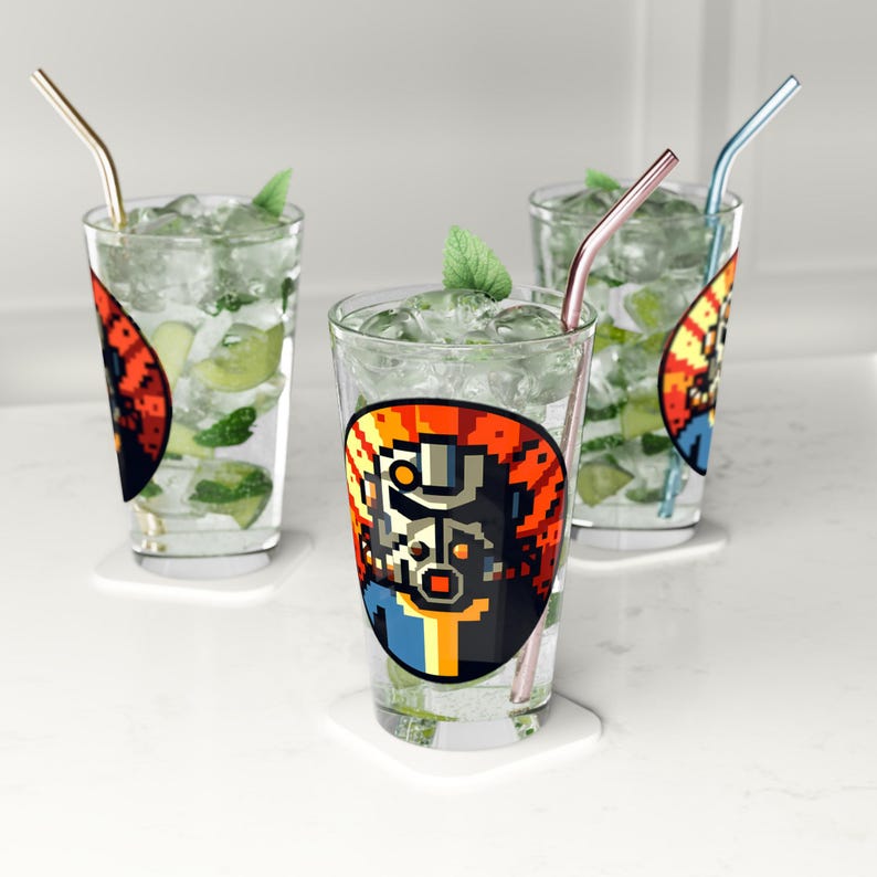 2D Pixel Art Fallout Inspired 2D Pixel Art Pint Glass, 16oz - Etsy