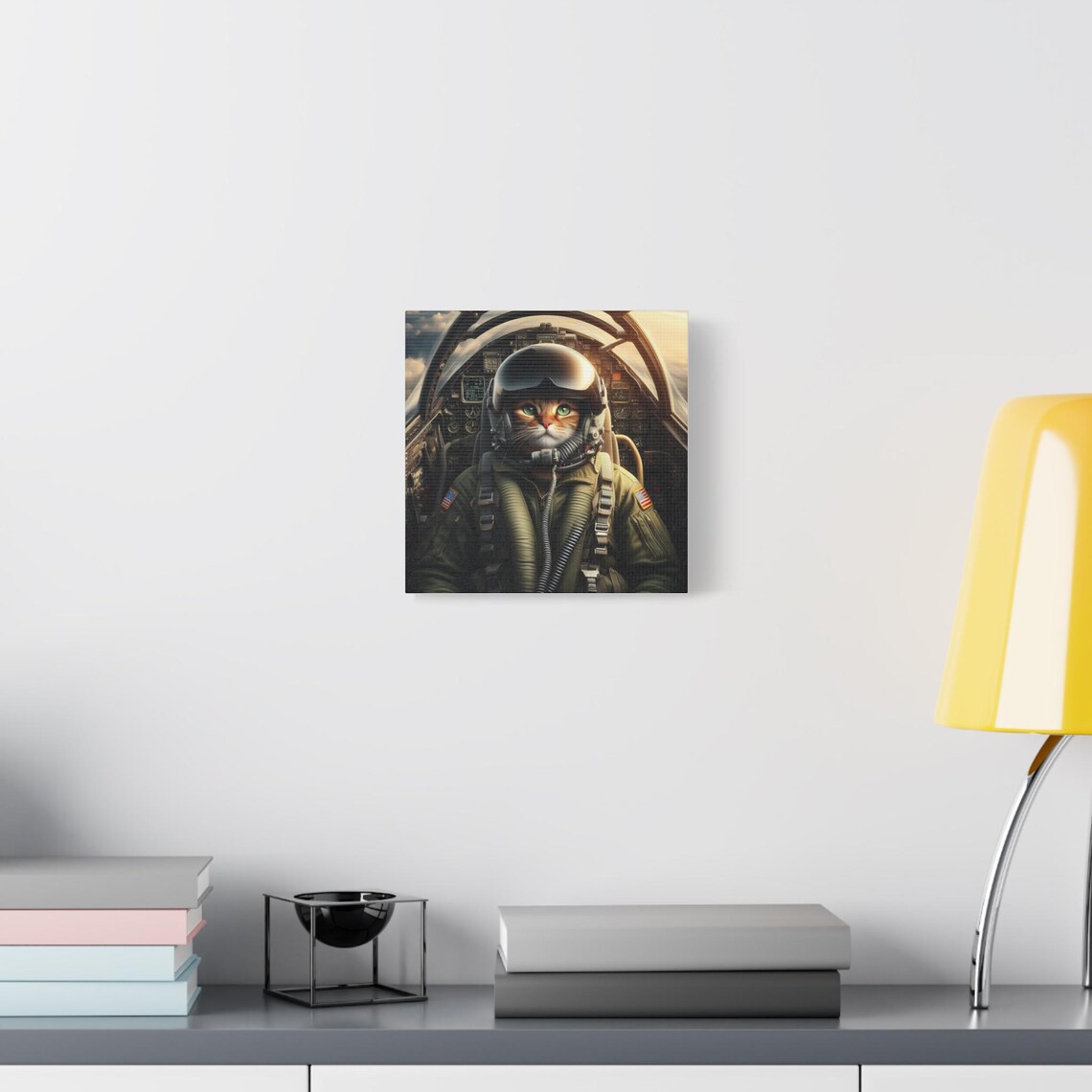 Fighter Jet Pilot Cat Portrait Great for Cat Lovers, Matte Canvas ...