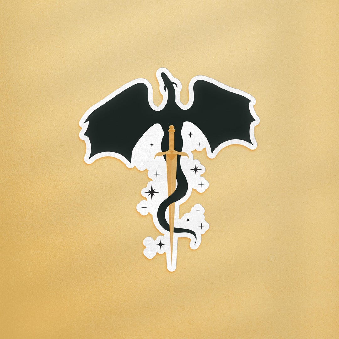 Fourth Wing Tairn Sticker, Fantasy Dragon Sticker, Sword Sticker ...