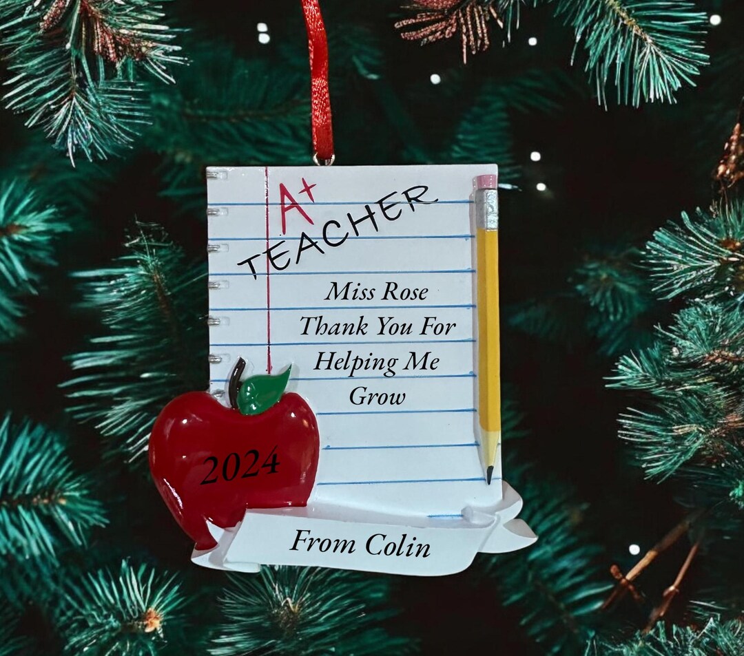 Personalized Teacher Ornament Custom Teacher Appreciation Gift Red ...
