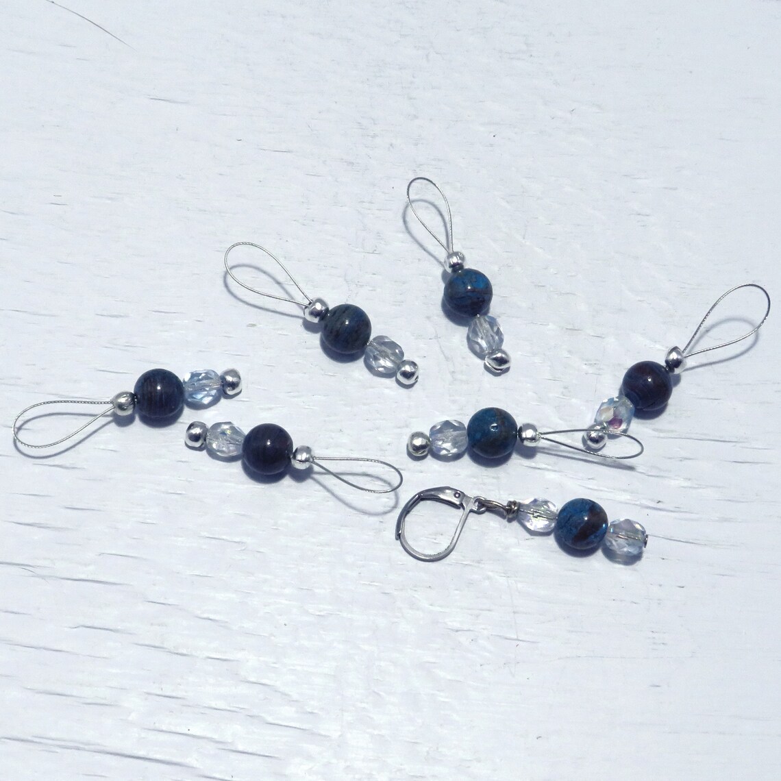 Handmade Stitch Markers and Progress Keeper for Knitting With Blue ...