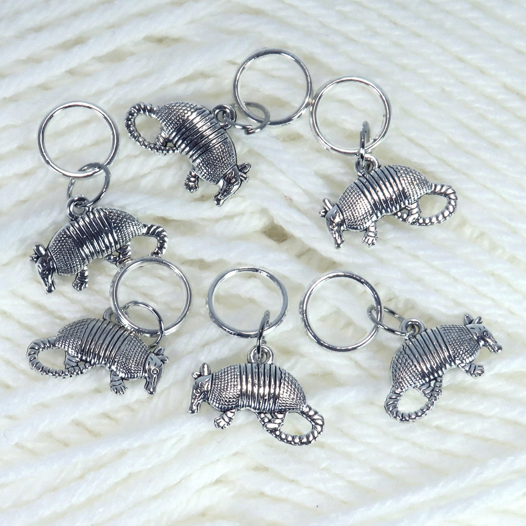 Handmade Silver Toned Armadillo Stitch Markers, Armadillo Lover Gift ...