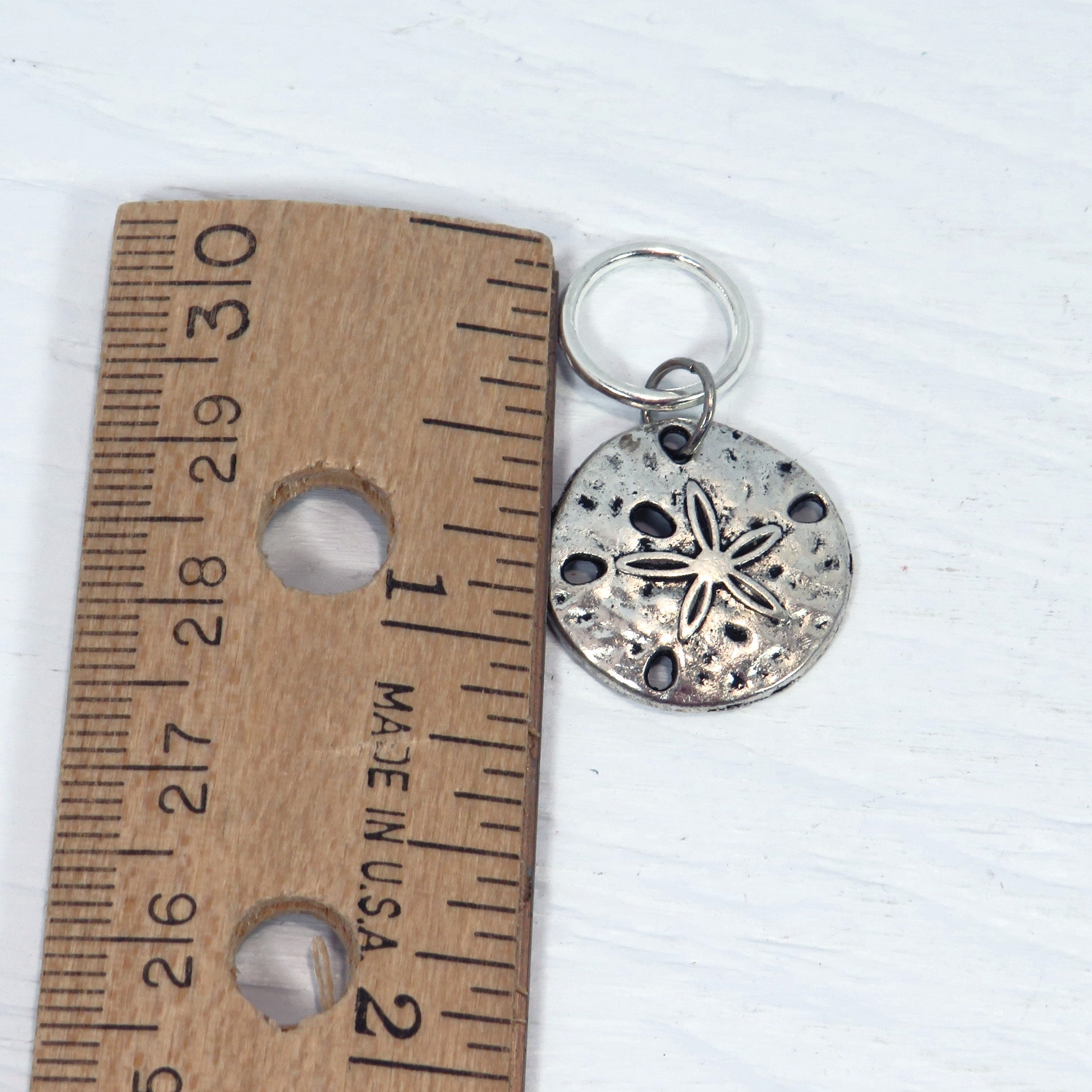Handmade Silver Toned Sand Dollar Stitch Marker Knitting Tools, Crochet ...