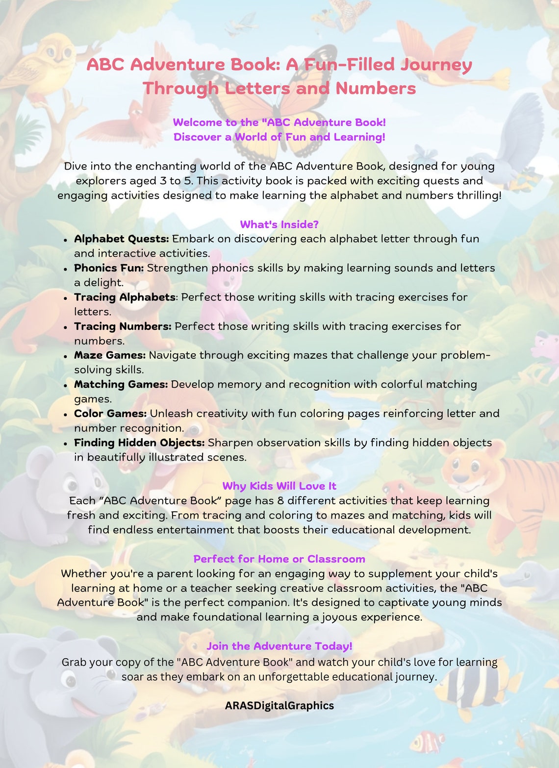 ABC Adventure Book: A Fun-filled Journey Through Letters and Numbers ...