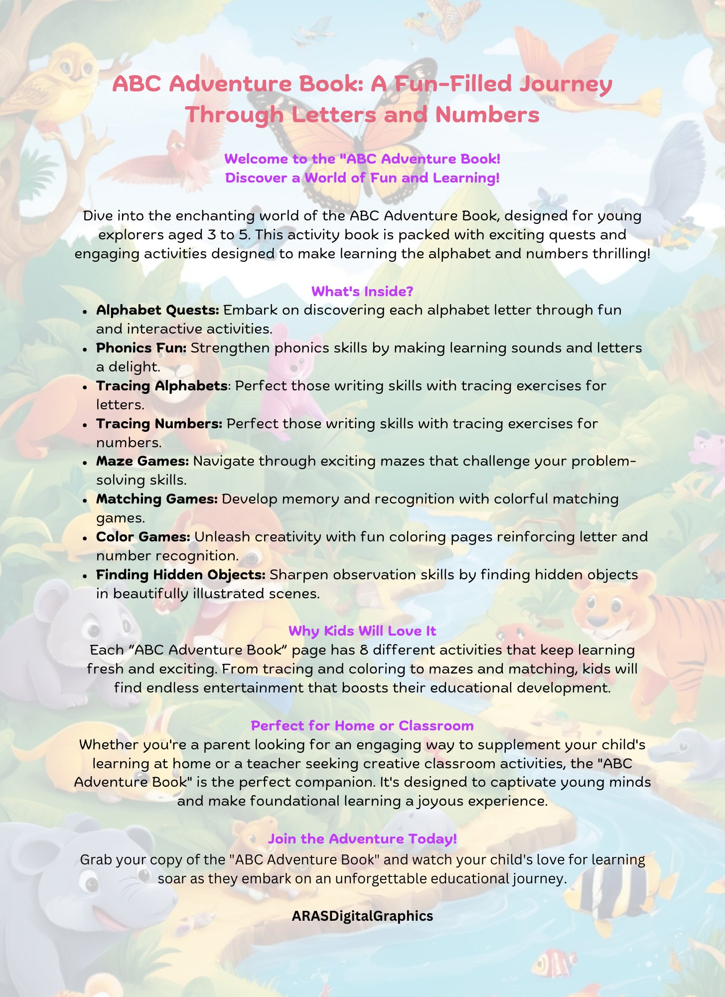 ABC Adventure Book: A Fun-filled Journey Through Letters and Numbers ...