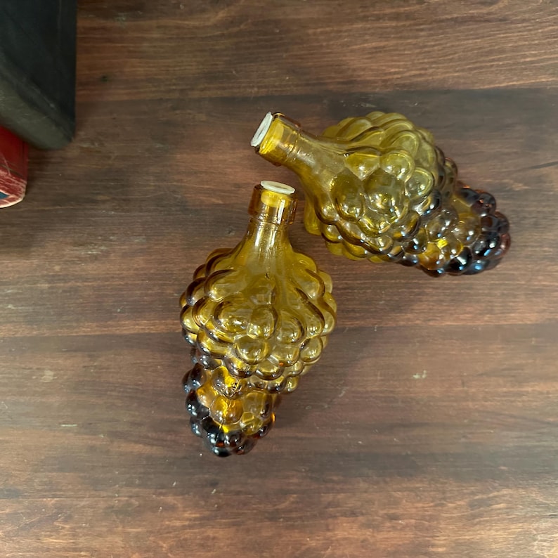 Vintage Amber Glass Grape-shaped Bottles - Etsy
