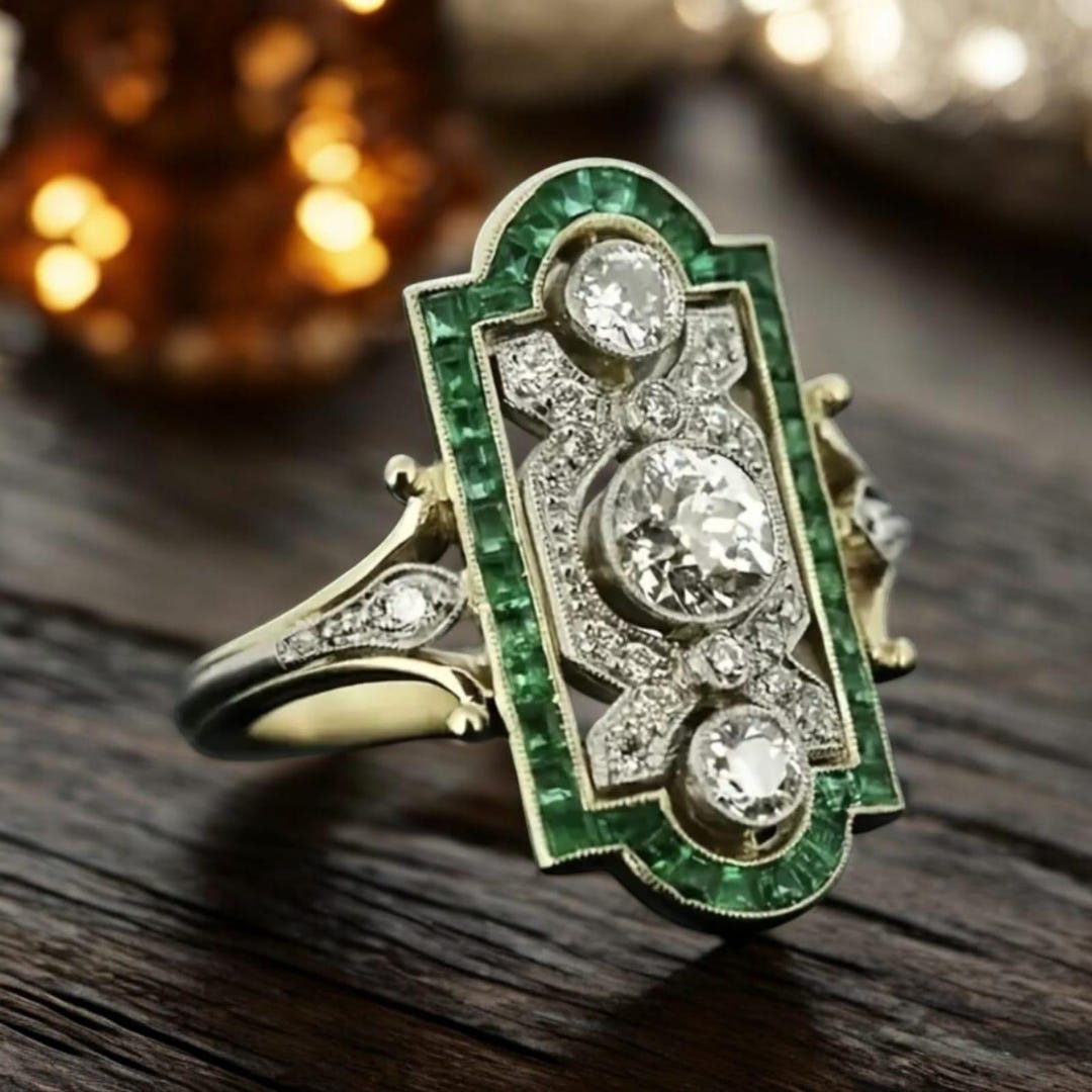Hermetic Wisdom Ring With Green Stone: Talisman of Knowledge With Key ...