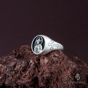 Jesus Christ Signet Ring for Men in Sterling Silver, Christian Unique ...