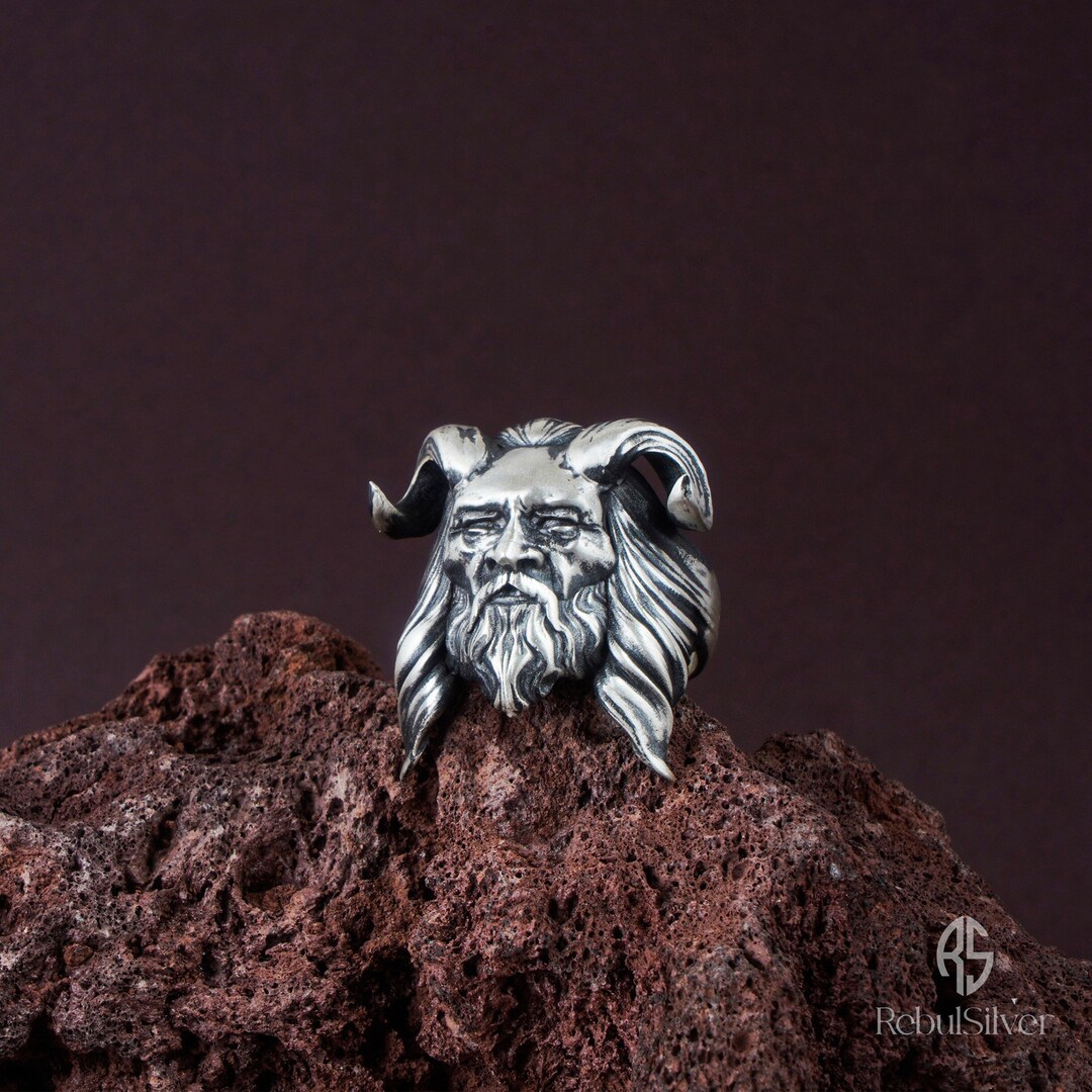 Oxidized Silver Faun Gothic Men Ring, Satyr Greek Mythology Ring ...
