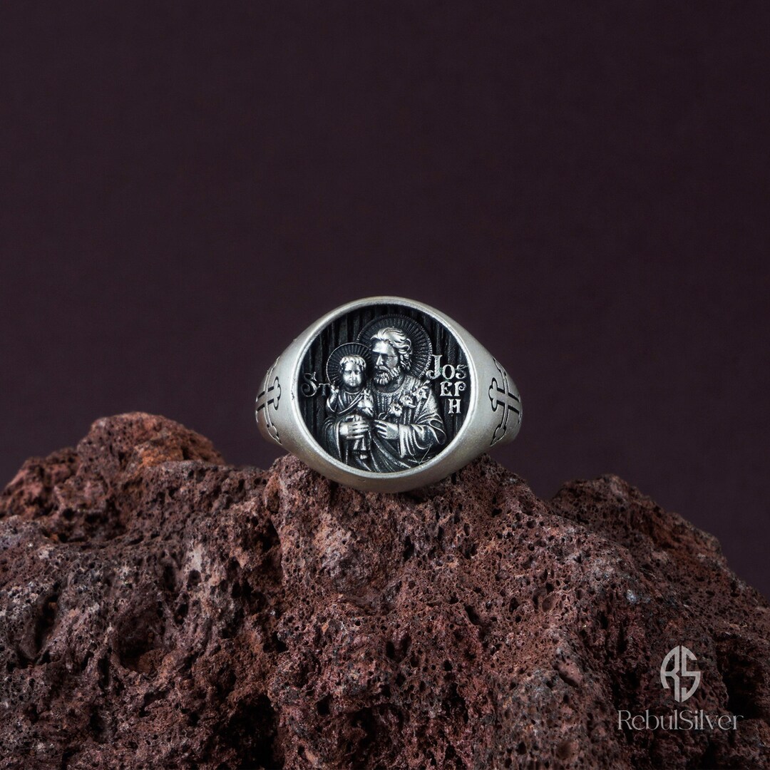 Saint Joseph Signet Ring, 925 Sterling Silver St. Joseph Ring ...