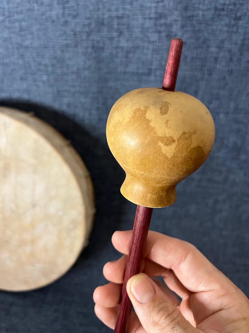 Peyote Gourd Rattle - 12 Inch Hardwood Handle and a 2.25 Inches Gourd ...