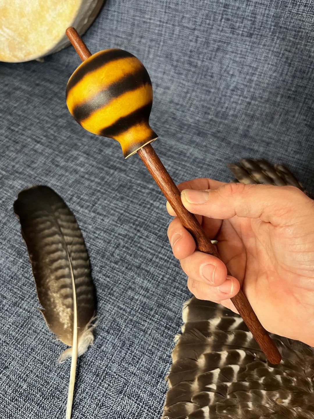 Peyote Gourd Rattle With Torched Design - 163 - Etsy