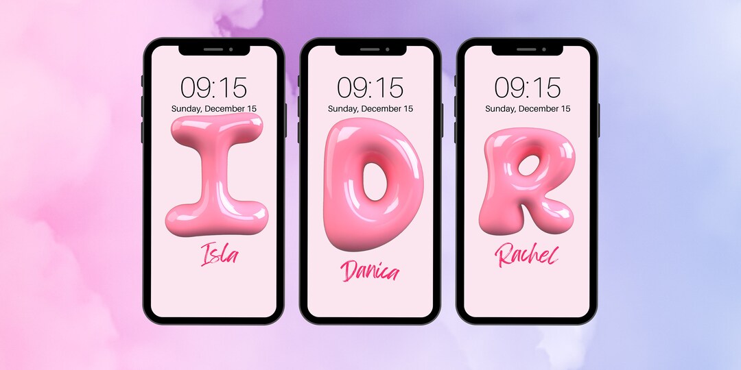 Personalised Initial Screensaver Bubble Pink Wallpaper Background ...