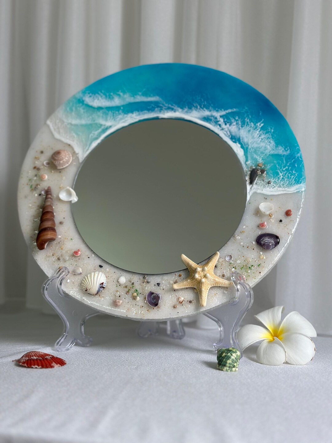 Ocean Waves Round Mirror - Etsy