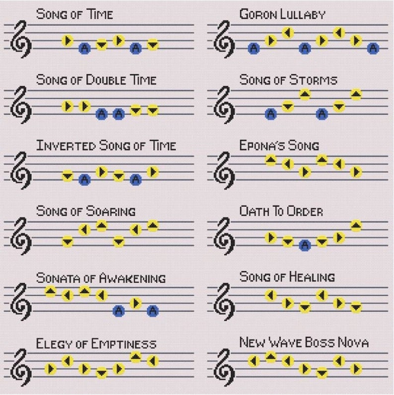 Legend of Zelda Majora's Mask Ocarina Songs Cross Stitch PATTERN - Etsy