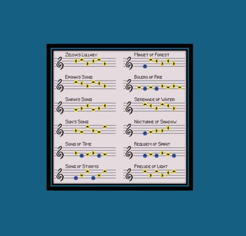 Zelda Ocarina of Time Songs Cross Stitch Pattern (PDF) - Etsy