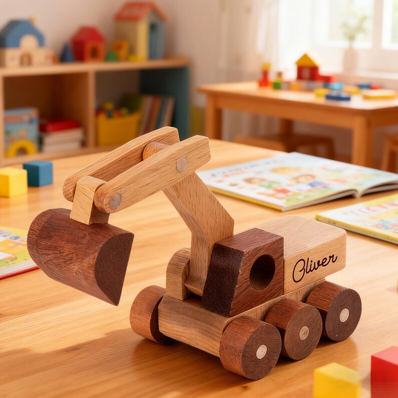 Custom Wooden Engineering Vehicles,wooden Car Set With Names ...