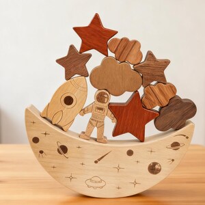 Montessori Wood Balance Toys, Space Theme, Eco Friendly Sensory Game ...