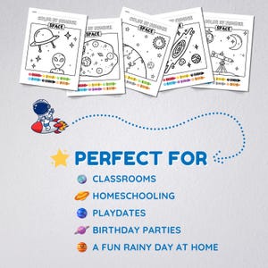 Color by Number Space | Educational Activity for Kids | Preschool, Pre ...