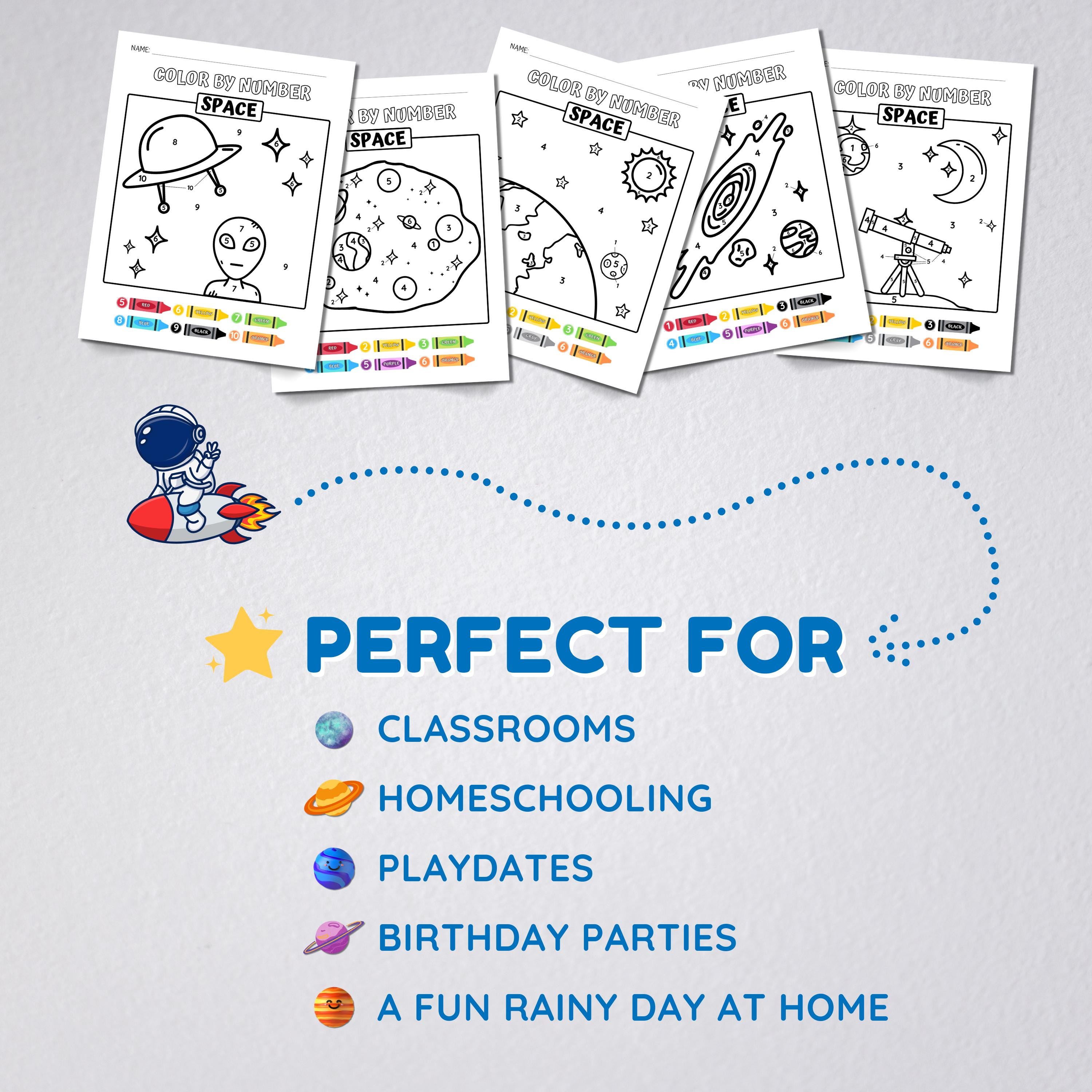 Color by Number Space | Educational Activity for Kids | Preschool, Pre ...