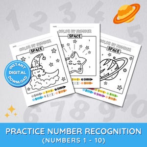 Color by Number Space | Educational Activity for Kids | Preschool, Pre ...