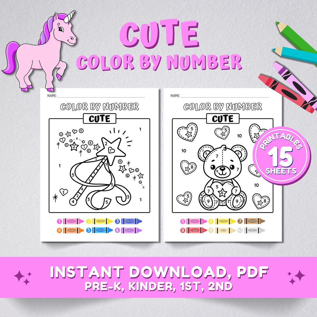 Color by Number Cute | Educational Activity for Kids | Preschool, Pre-k ...