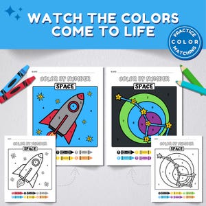 Color by Number Space | Educational Activity for Kids | Preschool, Pre ...