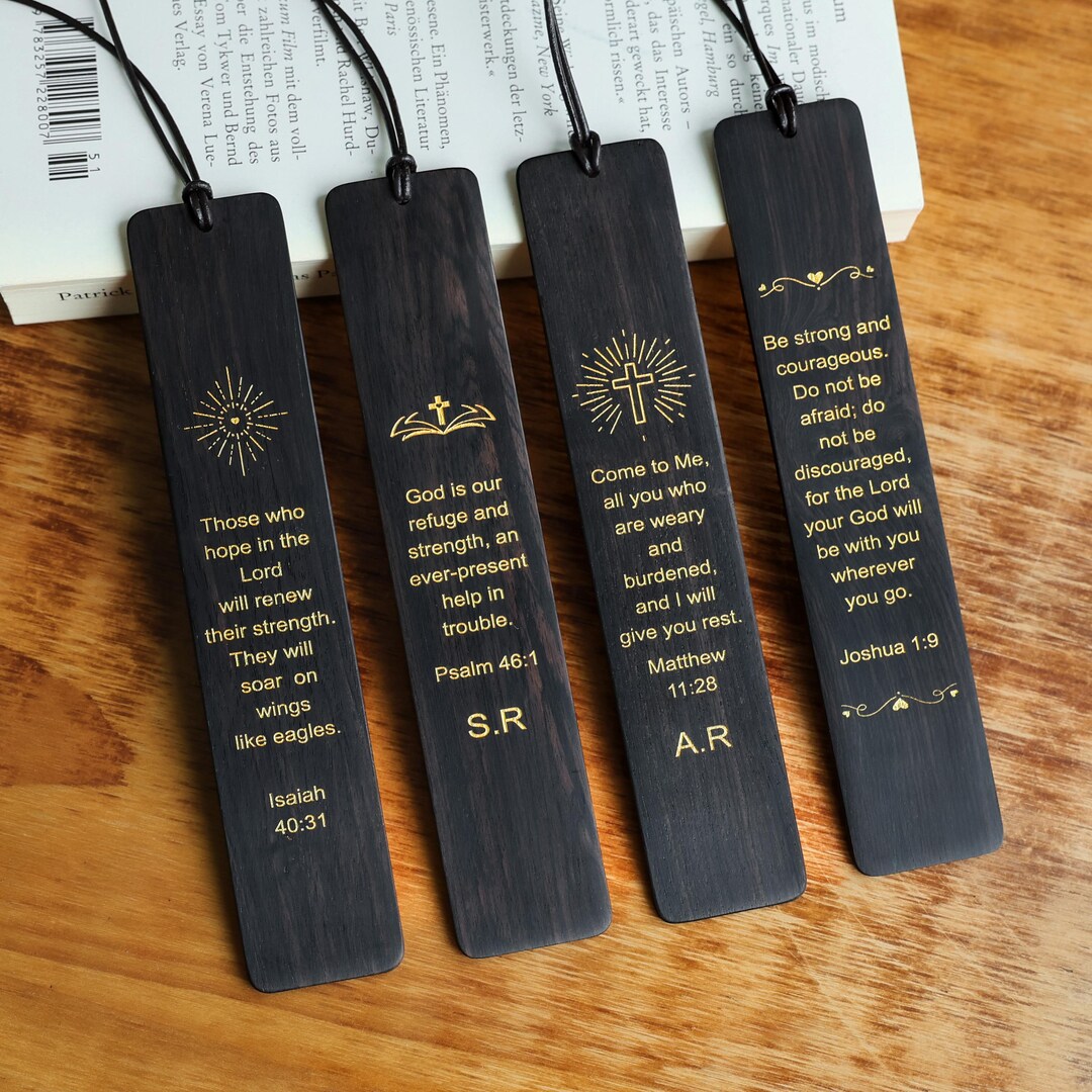 Christian Bible Verse Bookmark – Custom Laser Engraved Ebony Wood With ...