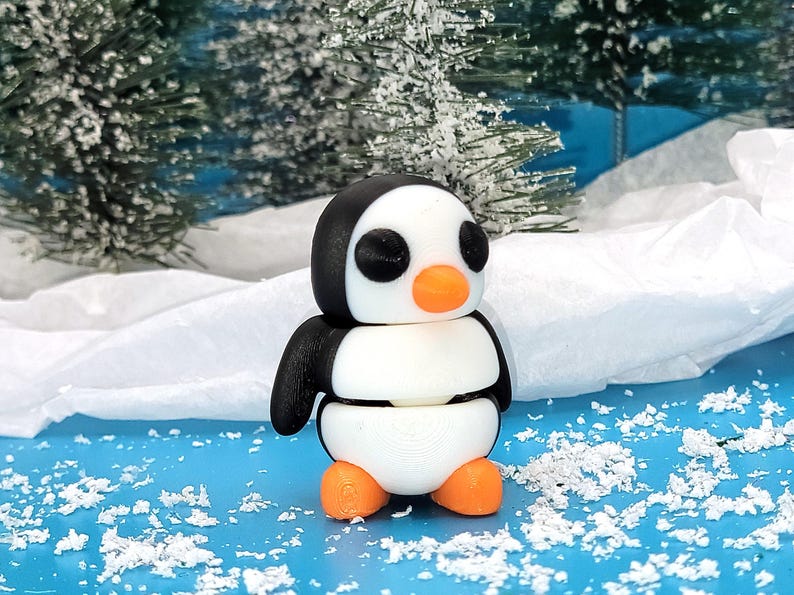 Penguin Fidget Toy 3D Printed Christmas Gift Mini Flexible Sensory ...