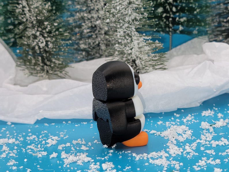 Penguin Fidget Toy 3D Printed Christmas Gift Mini Flexible Sensory ...
