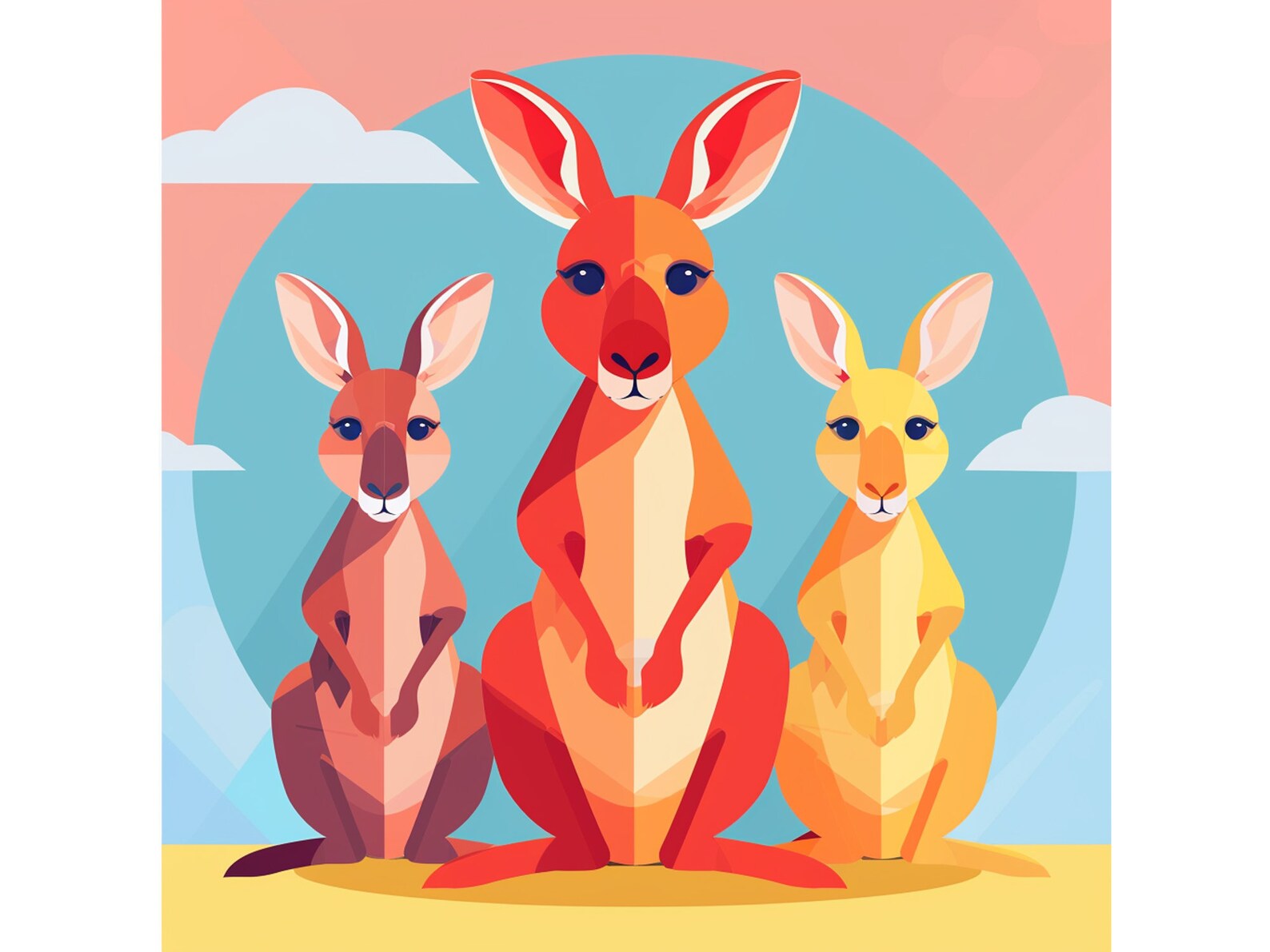 Kangaroo Clipart, Cute Kangaroo Clipart ,watercolor Birthday Party Baby ...